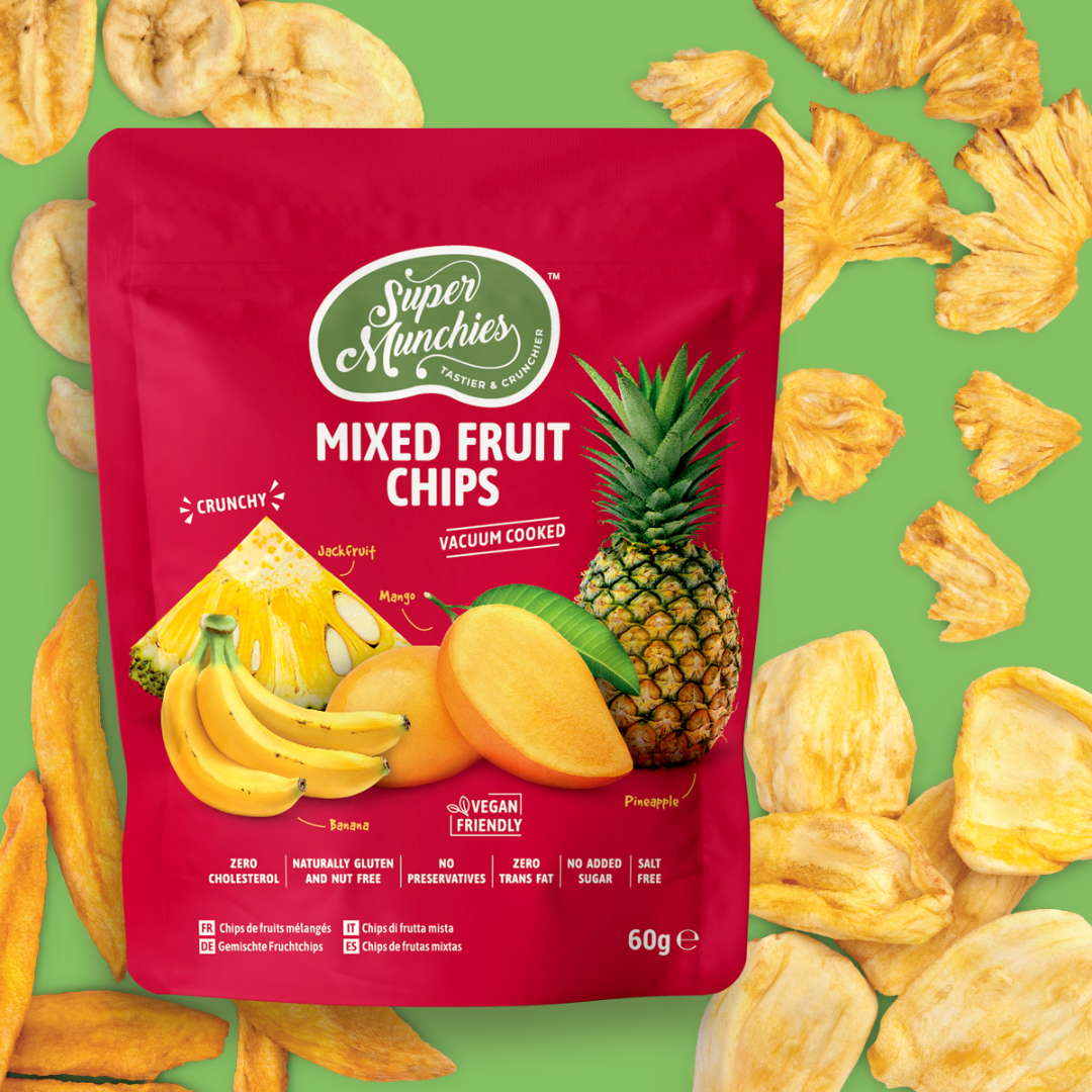 Mieszanka chipsów owocowych wegańska przekąska Super Munchies